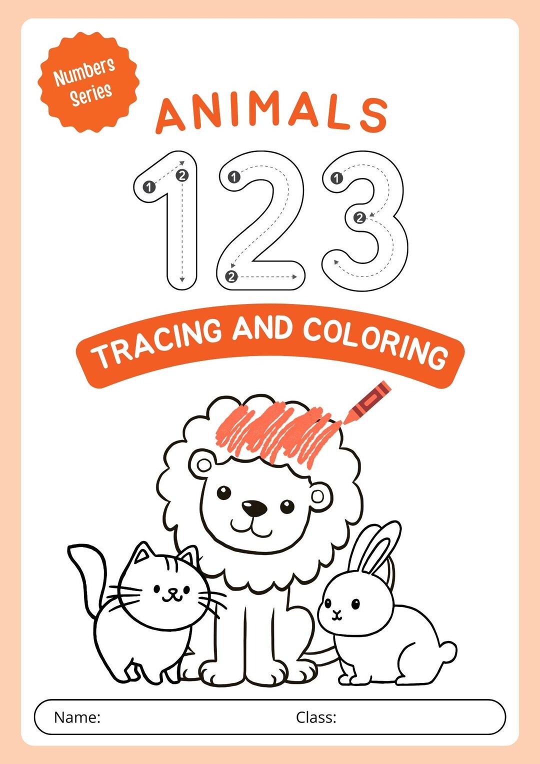 Number Tracing and Coloring Workbook Orange Playful and Cute - Etsy