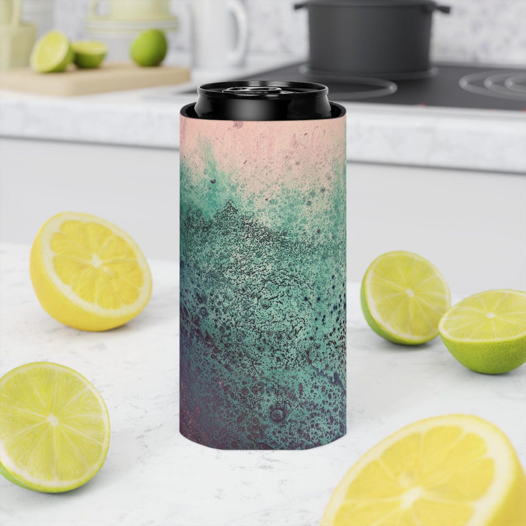 Ocean Can Cooler - Beach Drink Holder, Summer Theme Beverage Sleeve ...