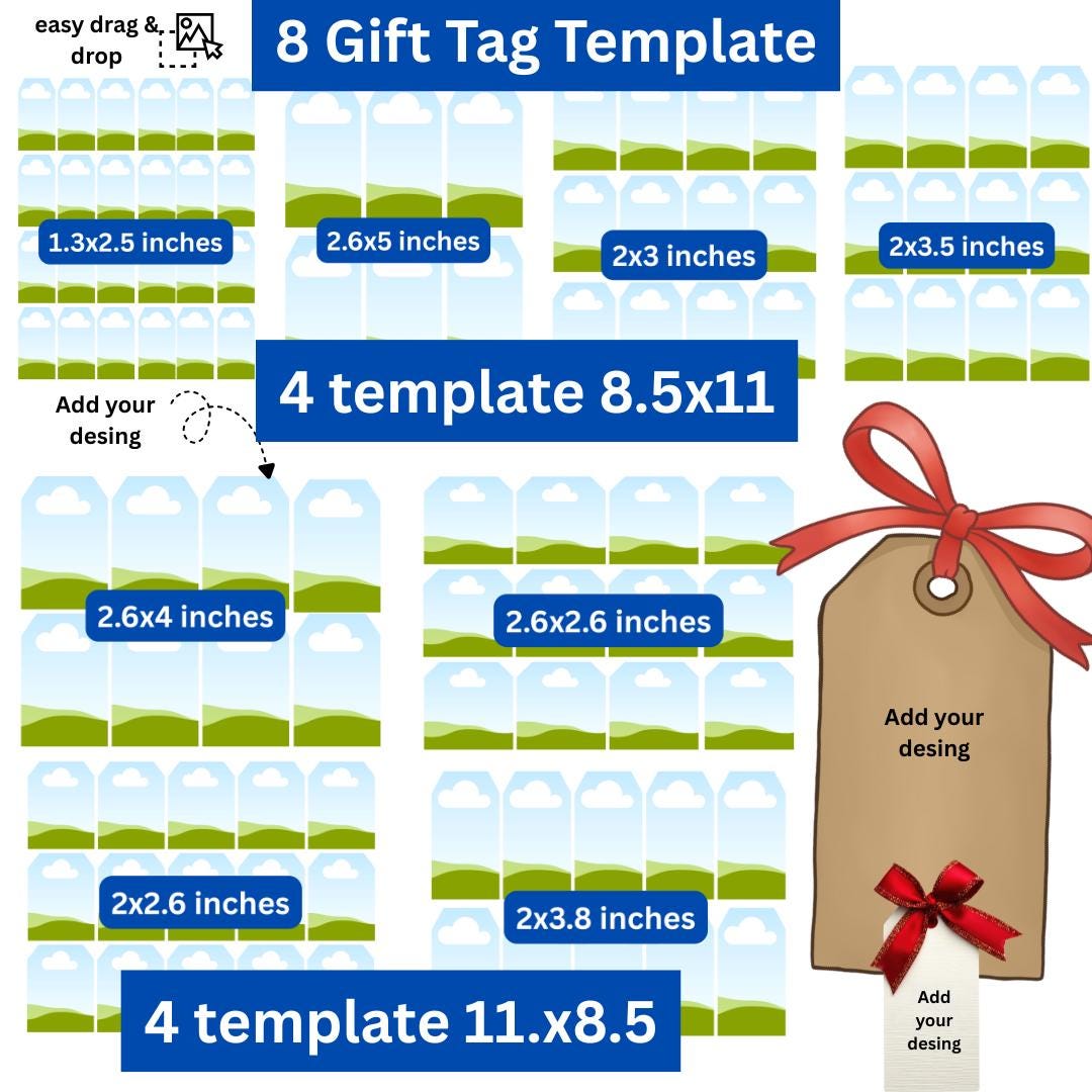 Editable Cutting Gift Tag Sheet Templates: Canva Drag & Drop Frames ...
