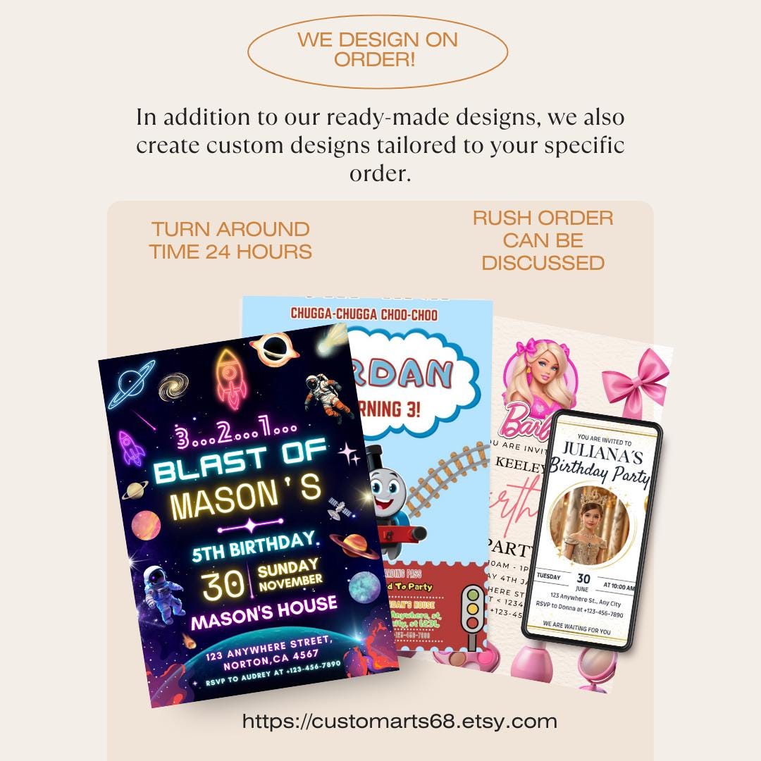 Editable Custom Digital Invitation Card Template, Wedding, Kids & Teen ...