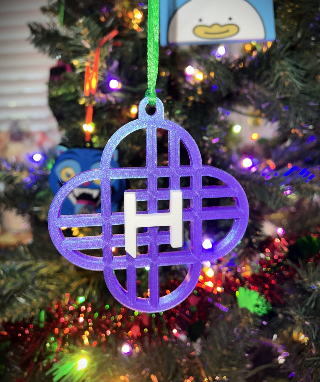 Holographic Huntrix Logo Christmas Tree Ornament - Kpop Hunter Holiday ...