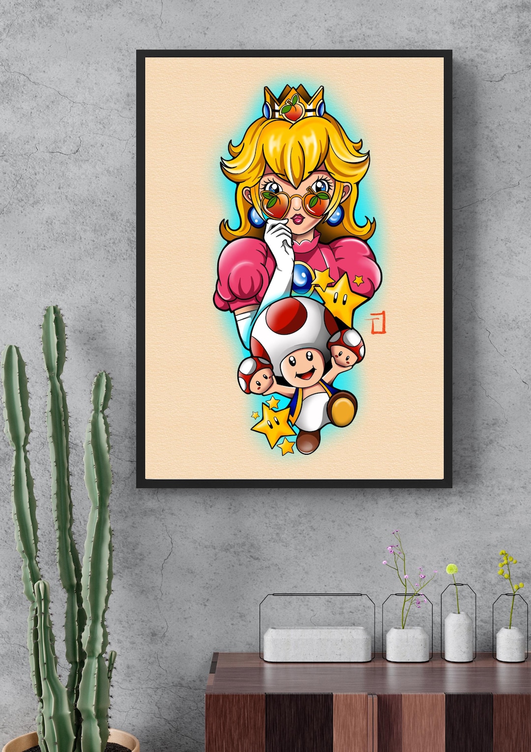 Princess Peach and Toad Wall Art, Anime Poster, Printable Art, Digital ...