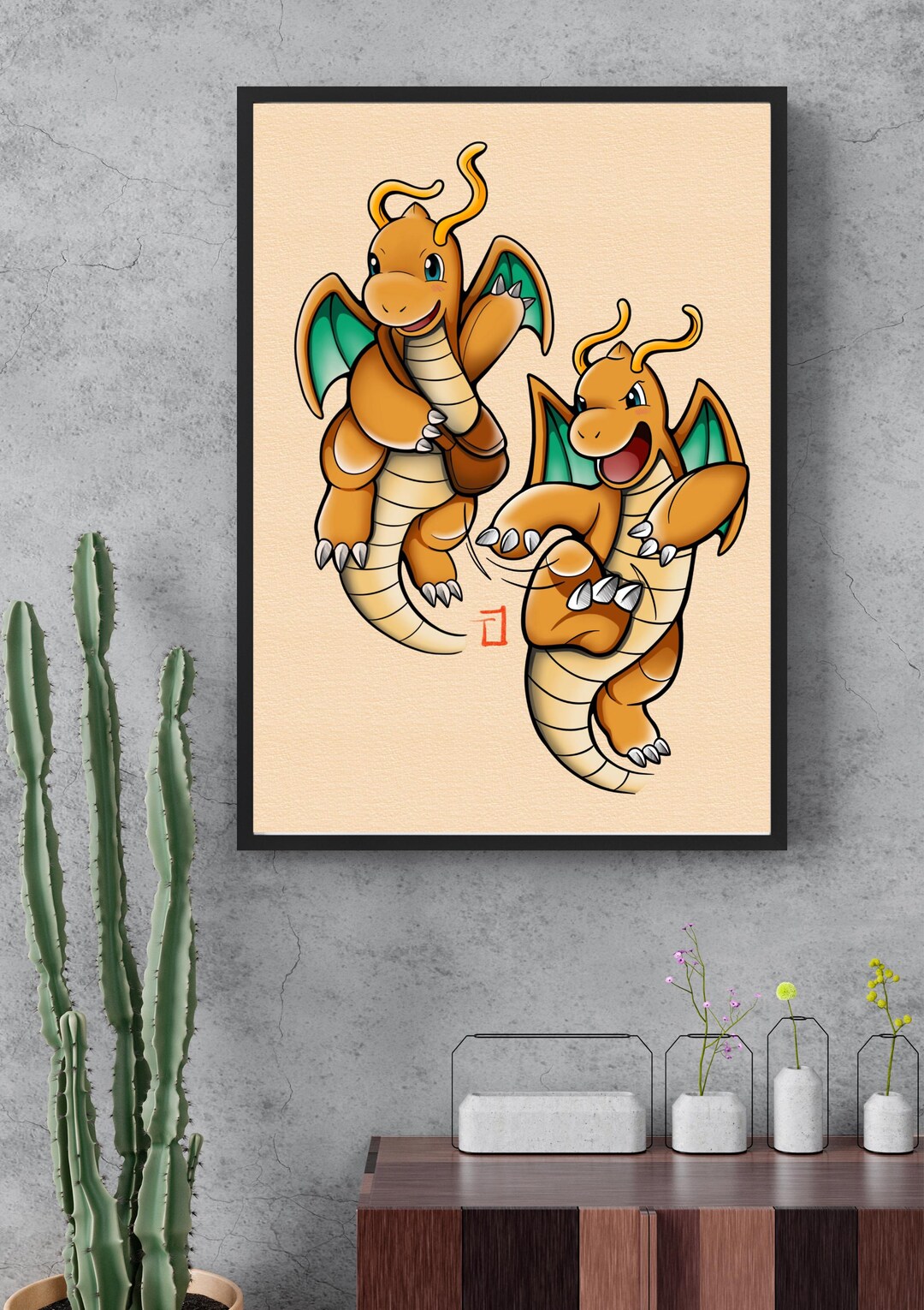 Dragonite Pokemon Wall Art, Anime Poster, Printable Art, Digital ...