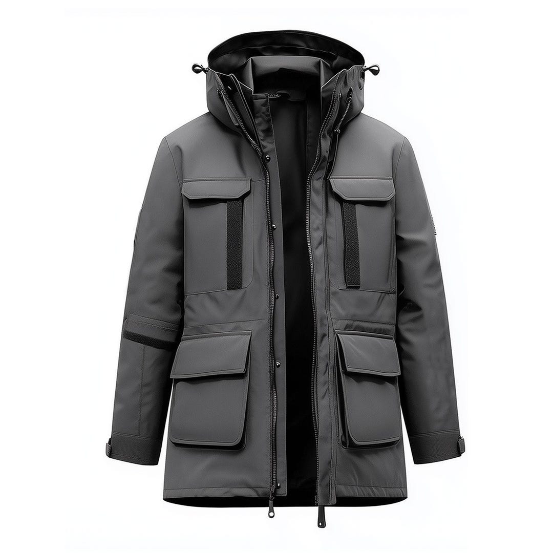 Mens Parkas Jacket Classic Parka Thigh-length Nylon Front Pockets ...