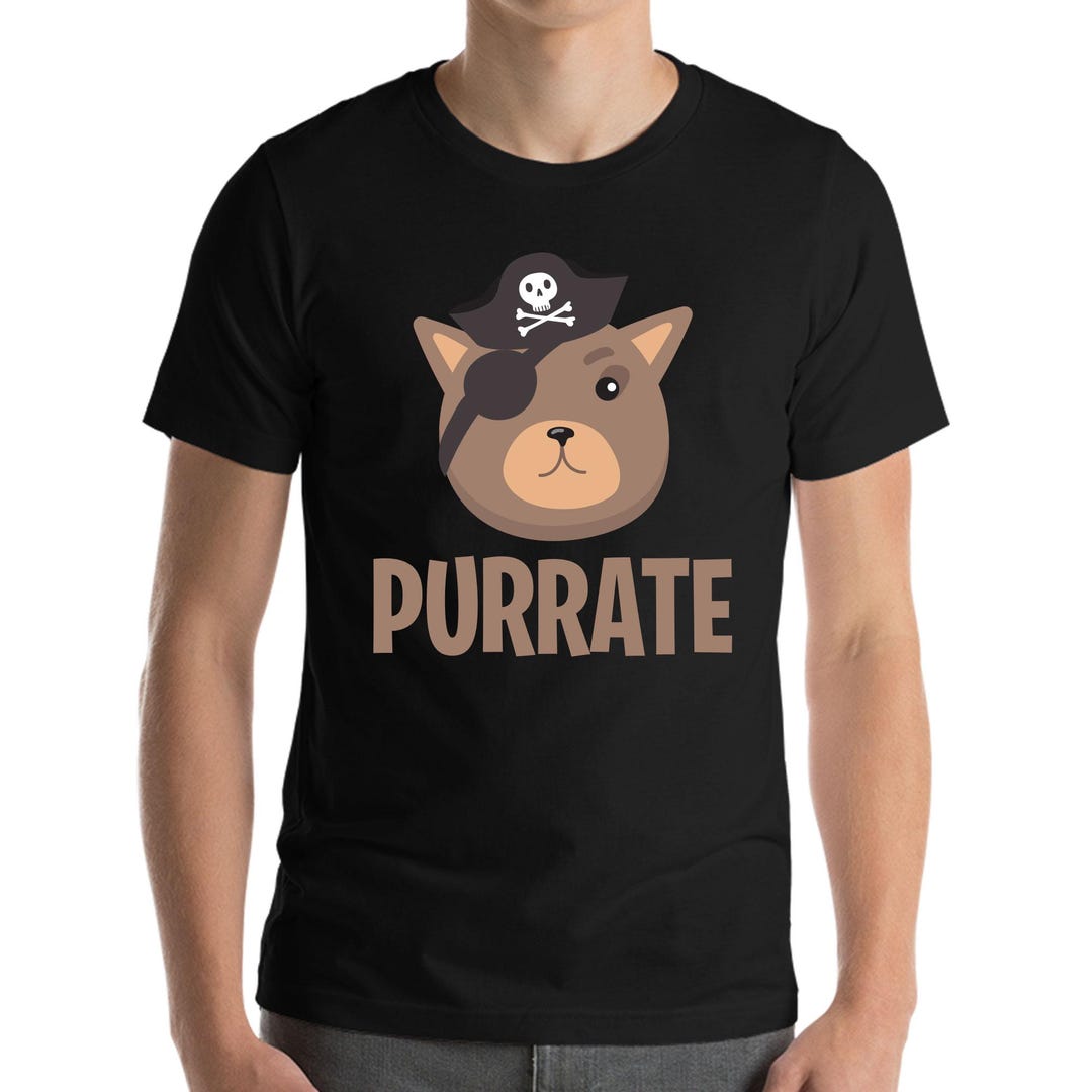 Purrate Pirate Cat Captain Kitty Eye Patch Sea Funny T-shirt - Etsy