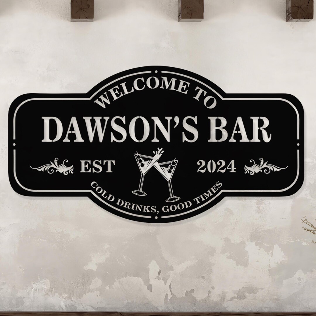 Personalized Bar Metal Sign, Home Bar Sign, Cabin Family Name Sign, Man ...