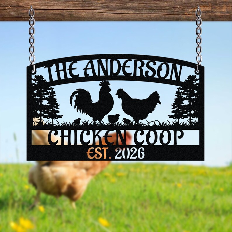 Custom Metal Chicken Coop Sign, Personalized Farmhouse Art, Rustic Barn ...