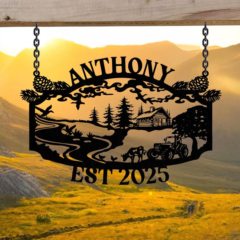 Custom Farmhouse Metal Entrance Sign, Metal Ranch Name Sign, Father's ...