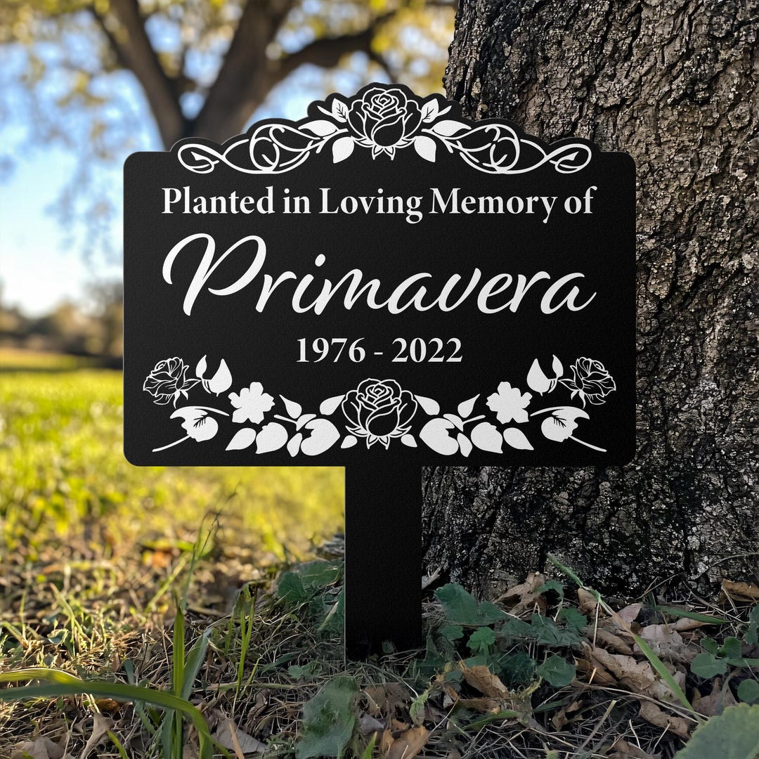 Custom Memorial Tree Sign With Stake, Metal Name Plate, Metal Memorial ...