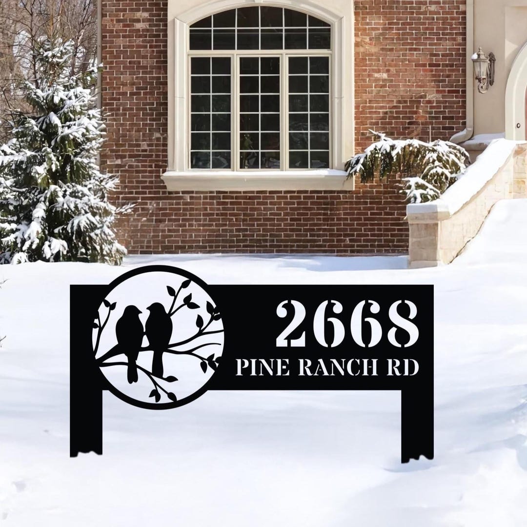 Custom Metal Bird Address Stakes, Address Sign for Yard, House Number ...