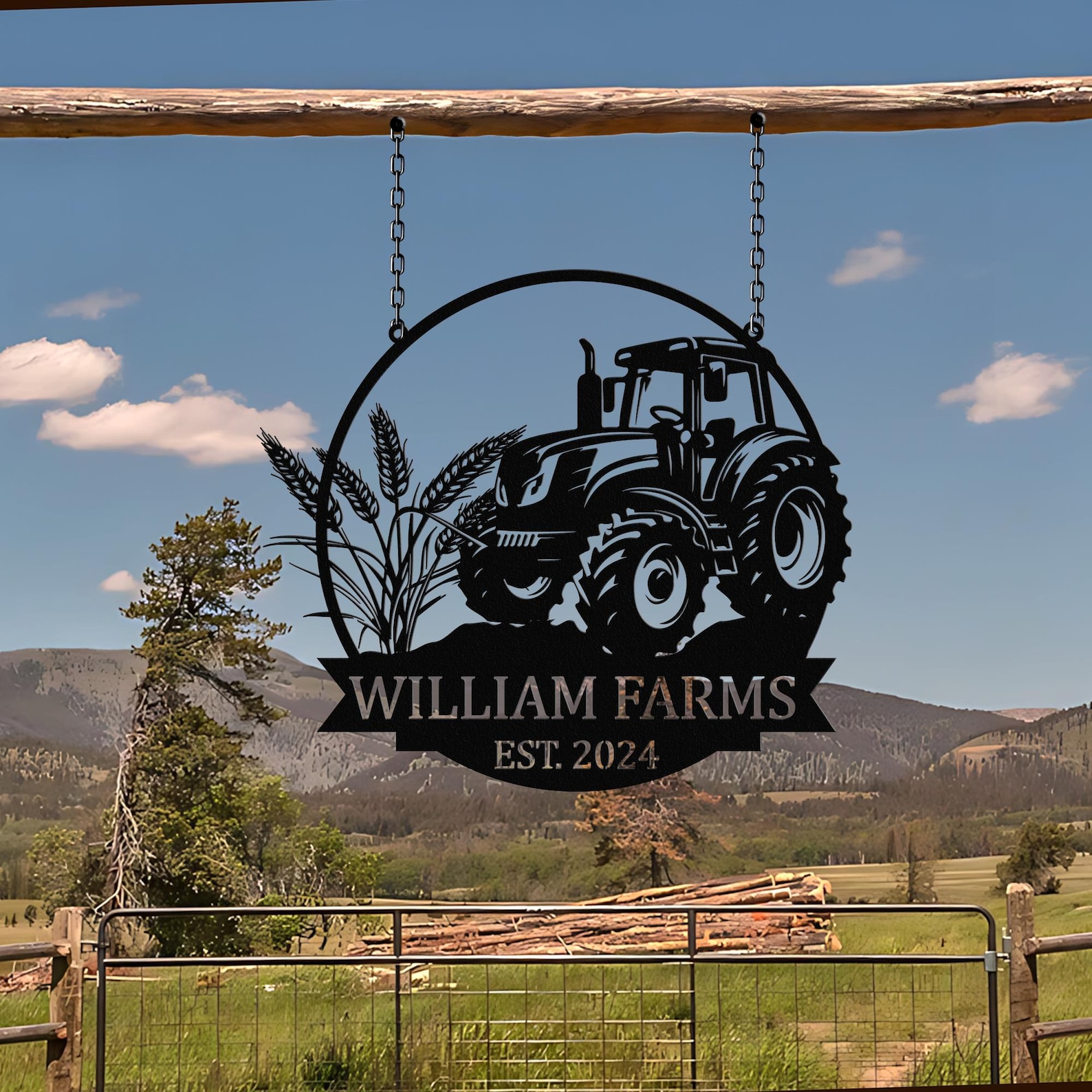 Personalized Metal Tractor Farm Sign, LED Lights, Custom Name - Etsy