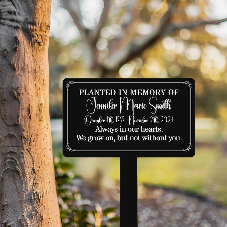 Personalized Memorial Tree Plaque With Stake, Sturdy Metal Garden ...