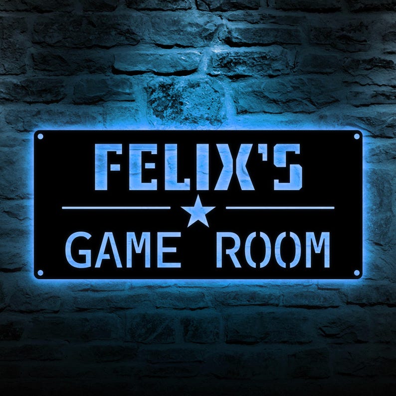 Personalized Boys Gaming Metal Sign With LED Lights, Custom Name Wall ...