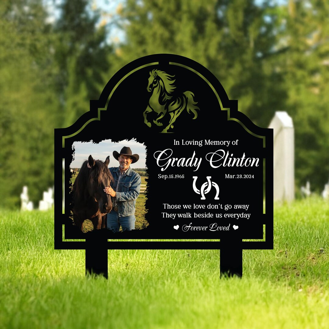 Custom Cowboy Memorial Stake, Horse Memorial Plaque, Sympathy Marker - Etsy