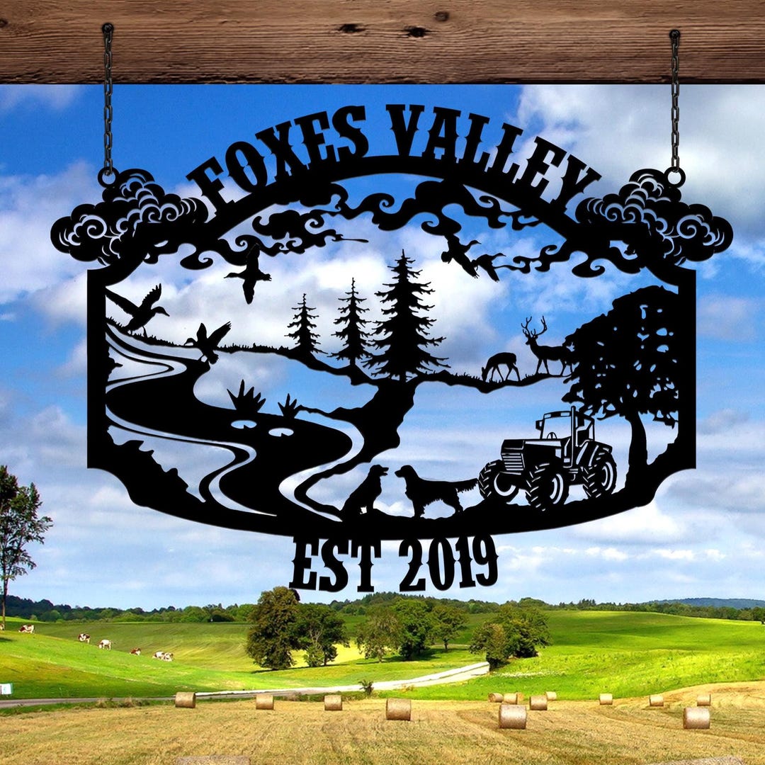 Personalized Farm House Metal Entrance Sign, Custom Metal Ranch Name ...