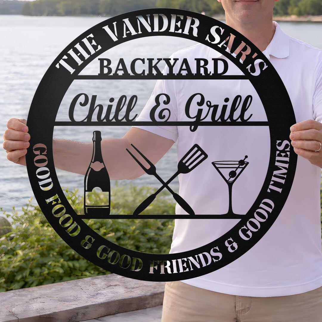 Personalized Bar & Grill Metal Sign With LED Lights, Custom Backyard ...
