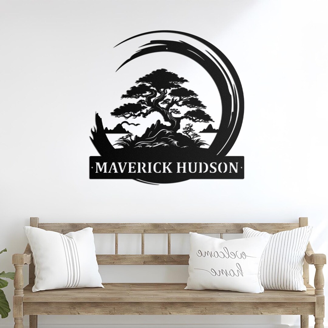 Custom Bonsai Tree Garden Sign With Stake, Metal Bonsai Garden Stake ...