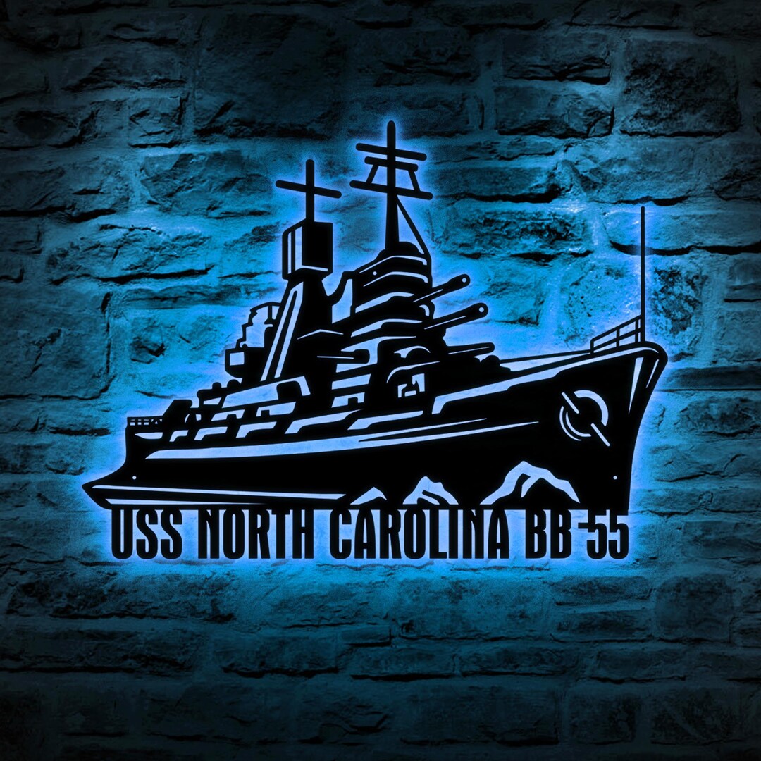 Custom US Navy Ships Metal Sign With Led Light, Battleship Metal Sign ...