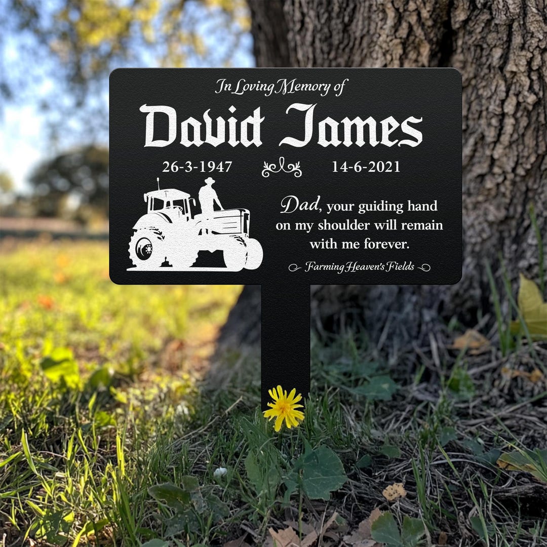 Custom Tractor Memorial Plaque Stake, Personalized Farmer Tractor Garve ...