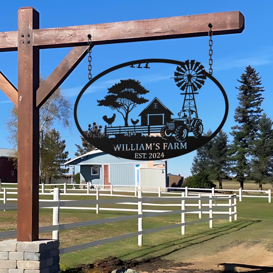 Personalized Farmhouse Sign, Metal Farm Sign, Custom Metal Farm Name ...