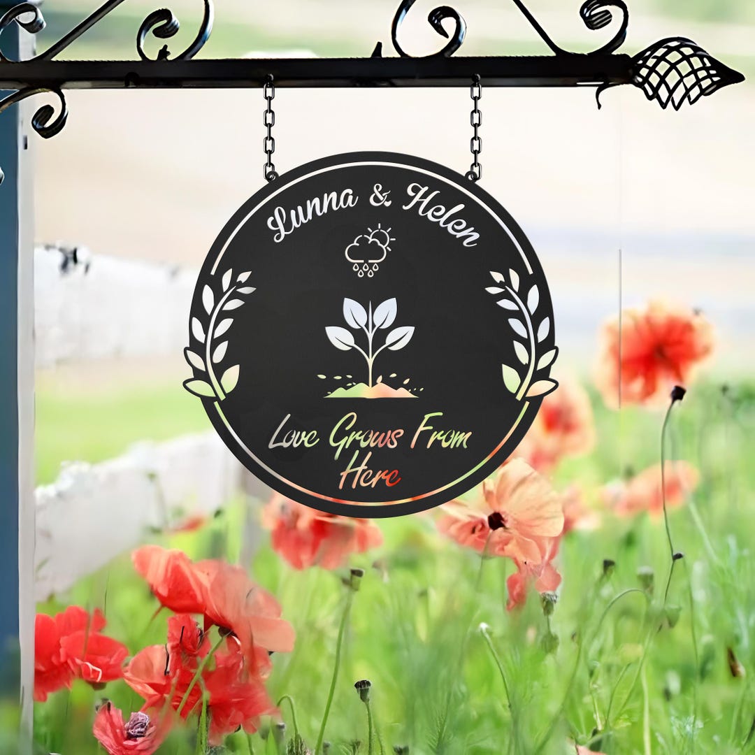 Custom Hanging Garden Sign Personalized Garden Name Sign, Flower Garden ...