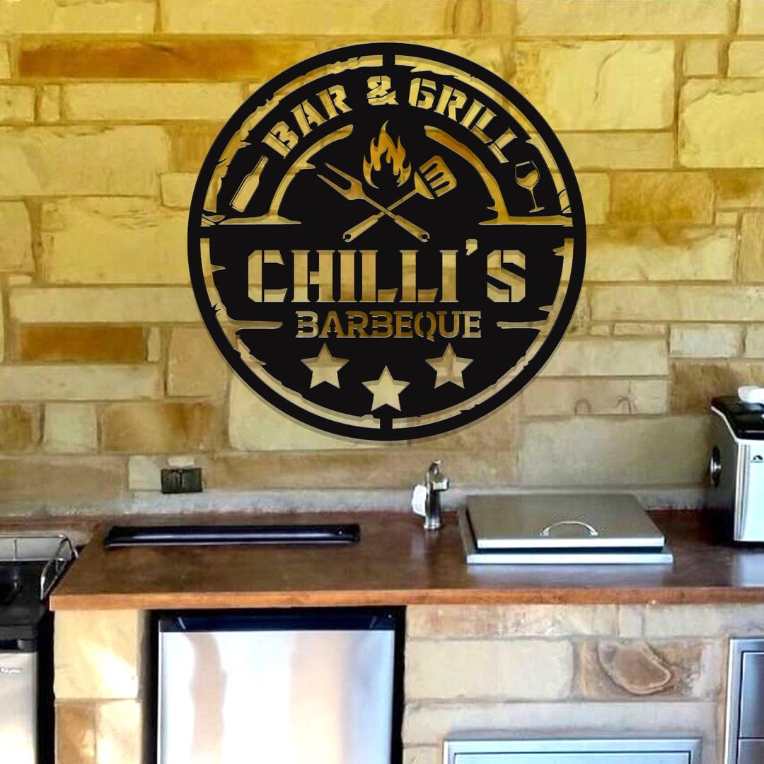 Custom Metal Barbecue Wall Sign, Personalized Grill Sign, Barbecue Sign ...