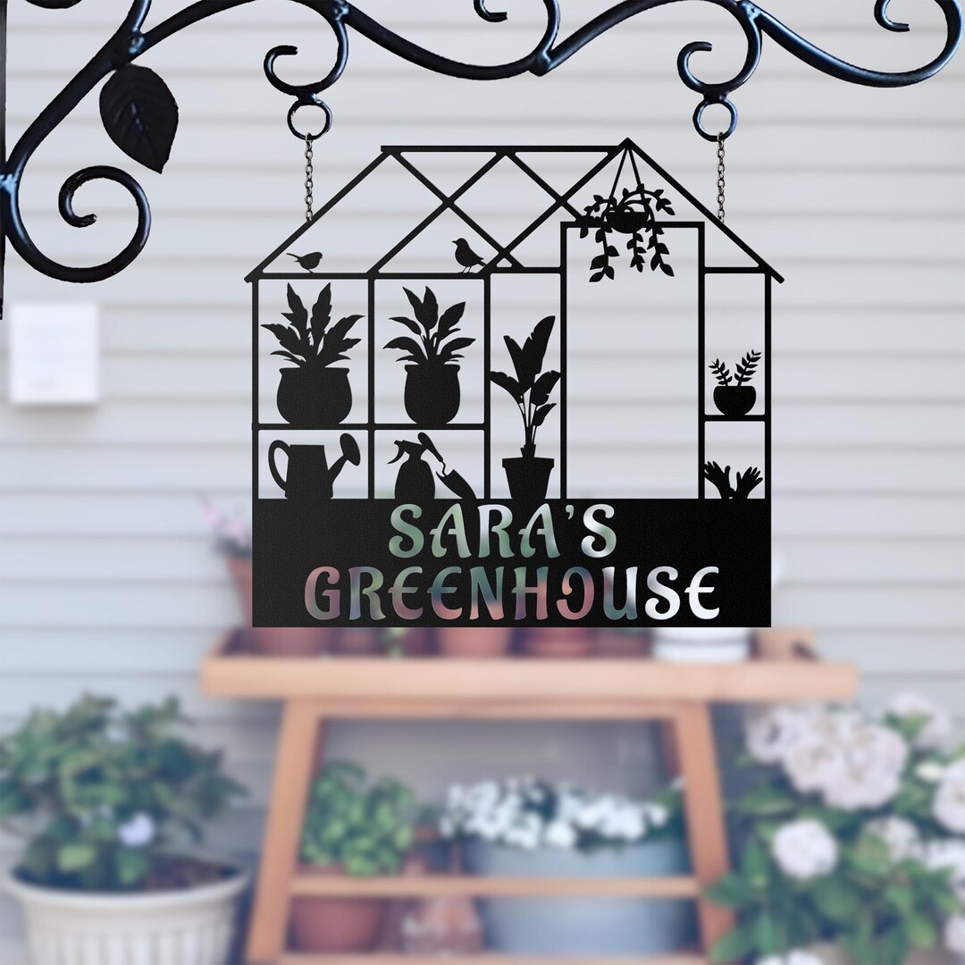 Custom Greenhouse Sign, Metal Garden Name Sign, Garden Decor Wall Art ...