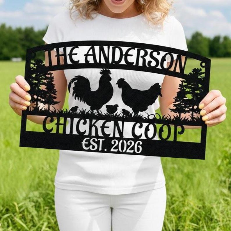 Custom Metal Chicken Coop Sign, Personalized Farmhouse Art, Rustic Barn ...