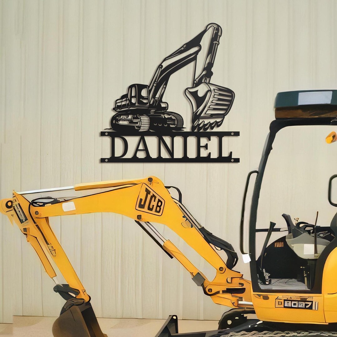 Custom Excavator Metal Wall Art, Personalized Excavator Driver Name ...