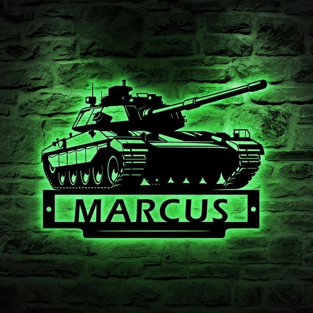 Personalized US Military Tank Metal Sign With LED Lights, Custom US ...