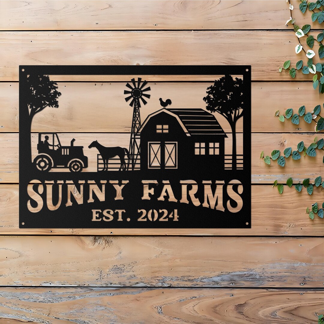 Custom Metal Barn Sign, Metal Farm Sign, Barn and Windmill Indoor or ...