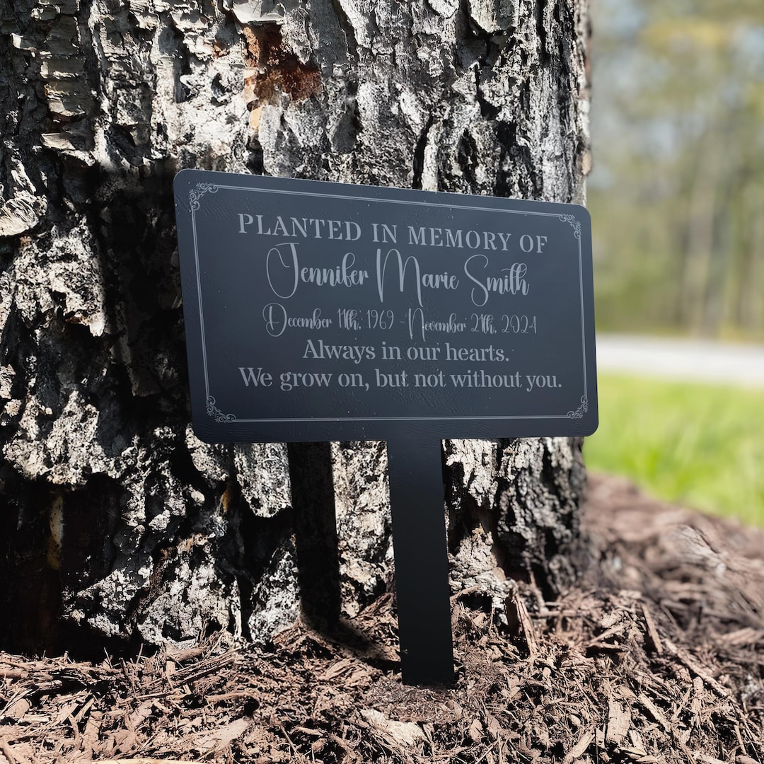 Personalized Memorial Tree Plaque With Stake, Sturdy Metal Garden ...