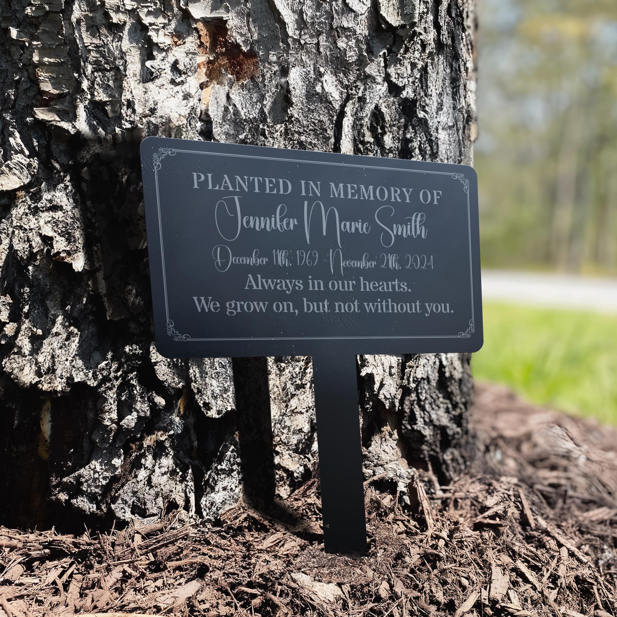 Personalized Memorial Tree Plaque With Stake, Sturdy Metal Garden ...