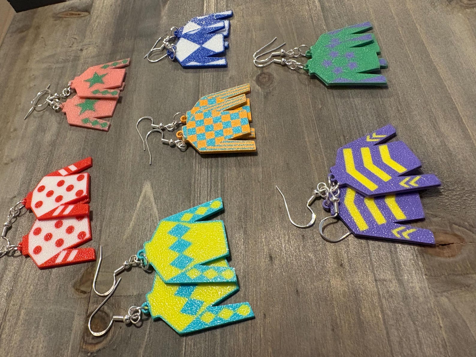 3D Printed Jockey Silks Earrings – Kentucky Derby Jewelry – Horse ...