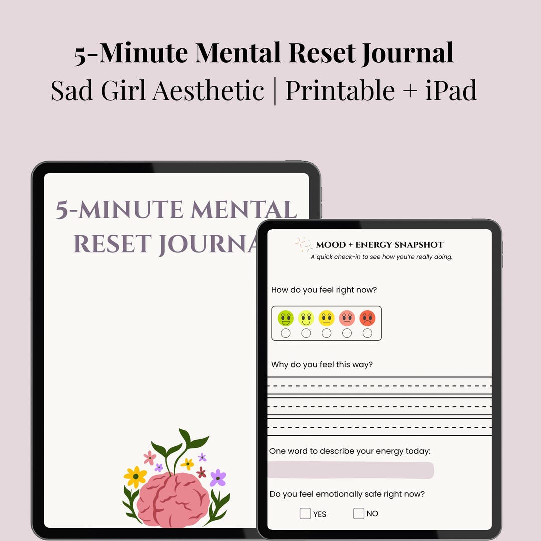 5 Minute Mental Reset Journal | Sad Girl Aesthetic PDF | Mood Tracker ...