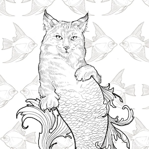 Mer-cat Coloring Pages! - Etsy