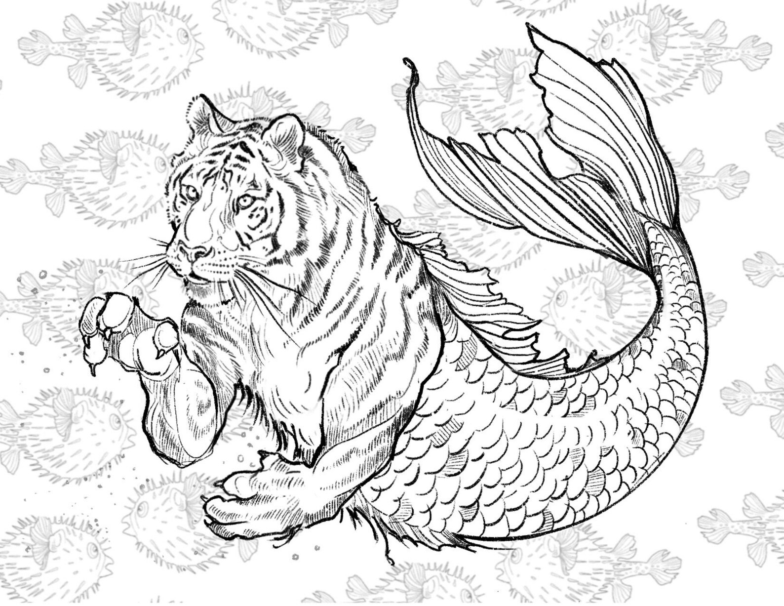Mer-cat Coloring Pages! - Etsy