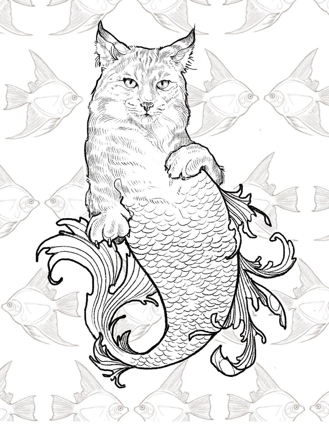 Mer-cat Coloring Pages! - Etsy