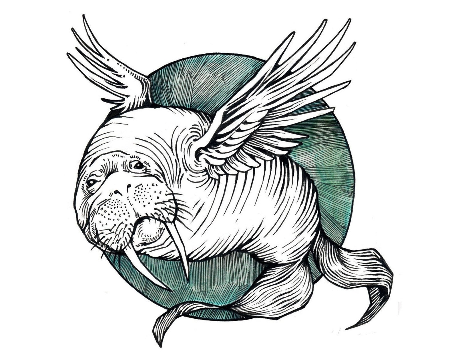 Flying Walrus Print 8"x 10" - Etsy