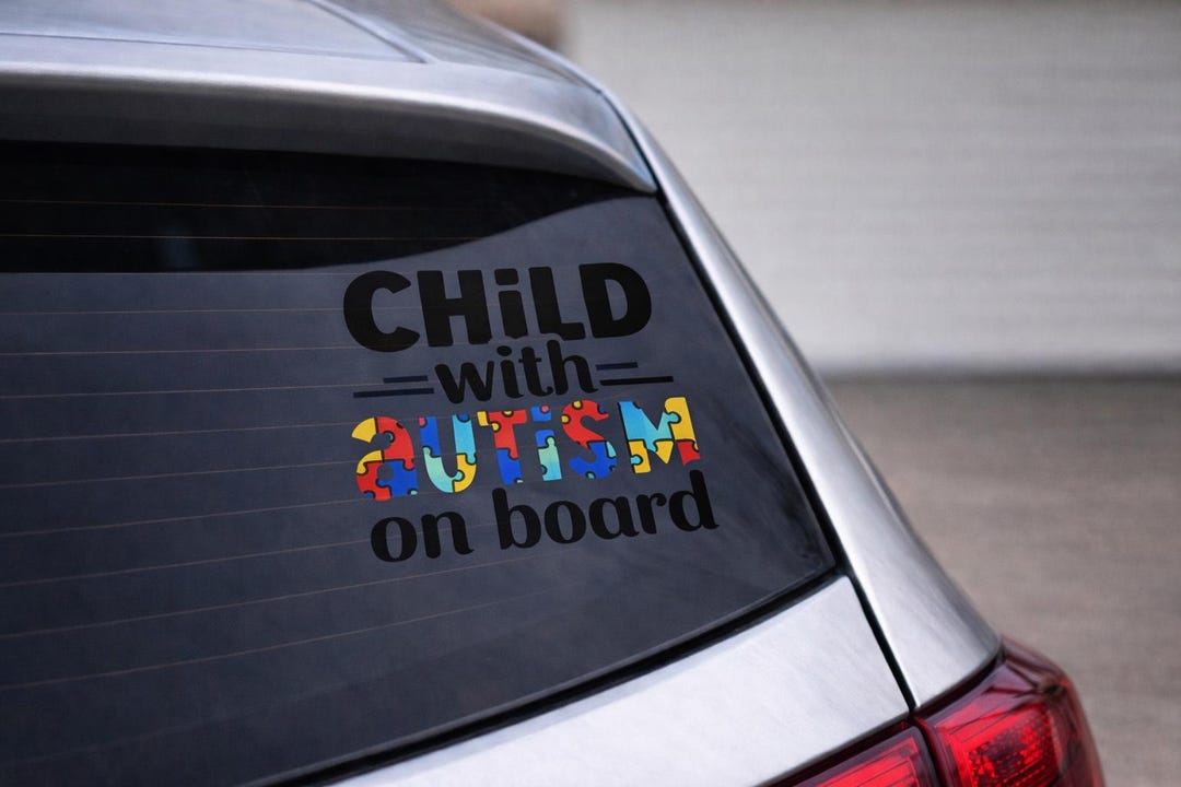 Child With Autism on Board Car Decal | Autism Awareness Vinyl Window ...