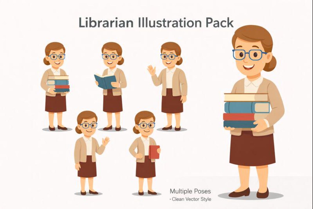 Librarian Illustration Pack - Etsy
