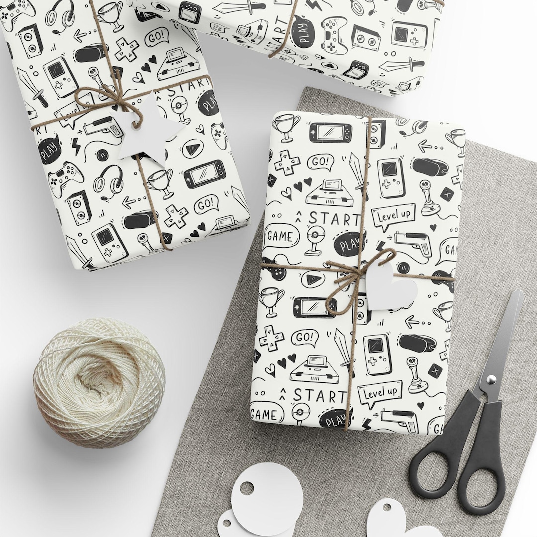 Gaming Wrapping Paper, Gamer Wrapping Paper, Video Game Gift Wrap, Kids ...