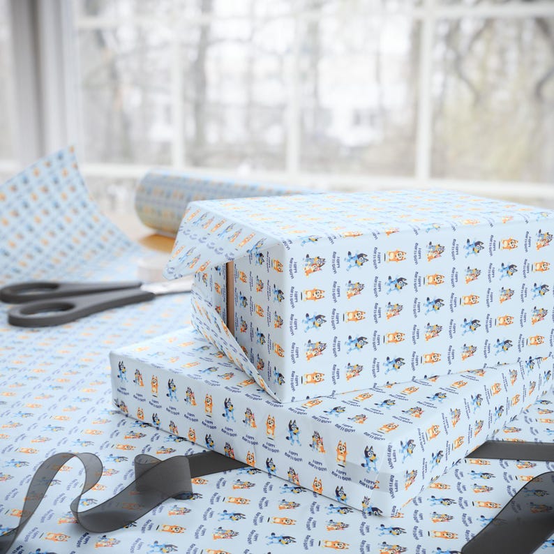 Bluey Wrapping Paper, Birthday Wrapping Paper, Bluey Birthday Gift Wrap ...
