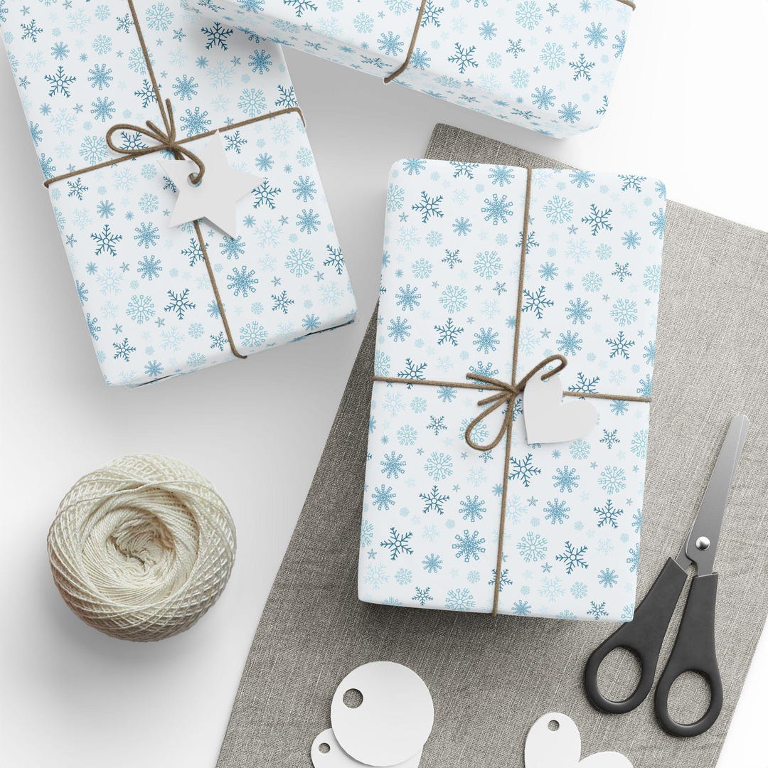 Blue Snowflake Wrapping Paper | Christmas Gift Wrap | Holiday Gift Wrap ...