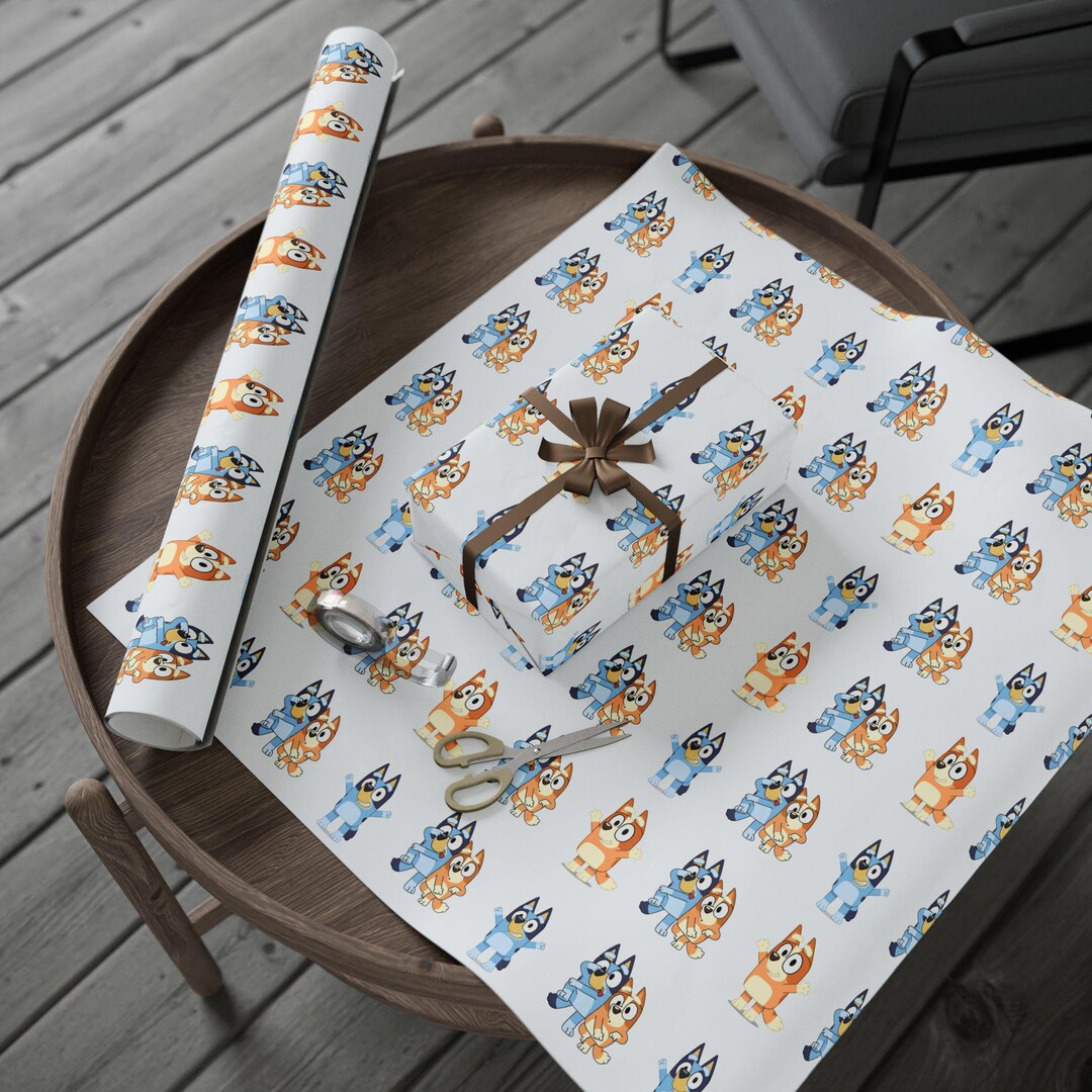 Bluey Wrapping Papers, Kids Wrapping Paper, Gift Wrap, Bluey Characters ...