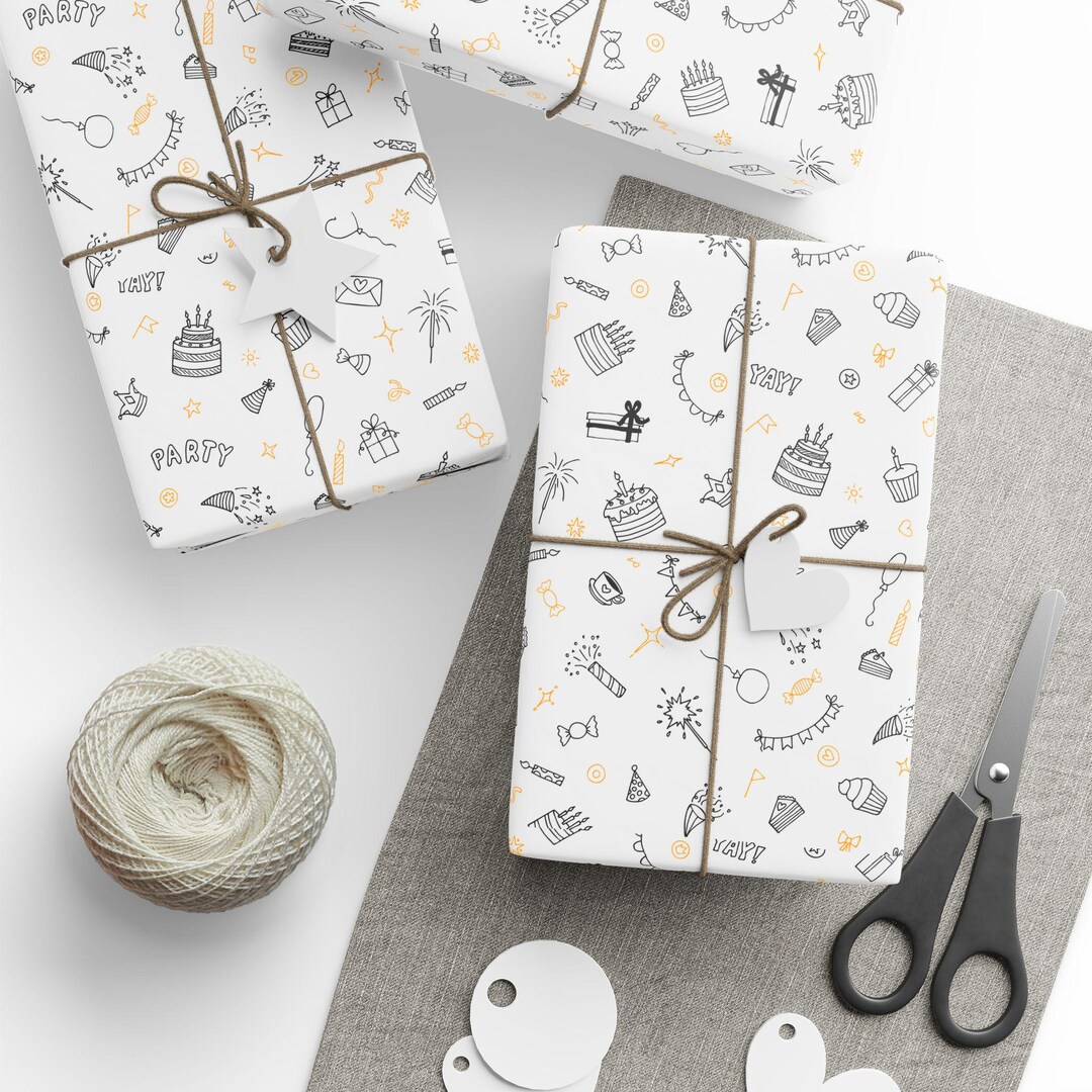 Birthday Wrapping Paper, Celebration Wrapping Paper, Birthday Gift Wrap ...