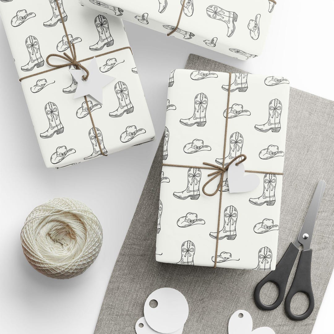 Western Wrapping Paper, Cowgirl Boots & Hat Wrapping Paper, Cowgirl ...
