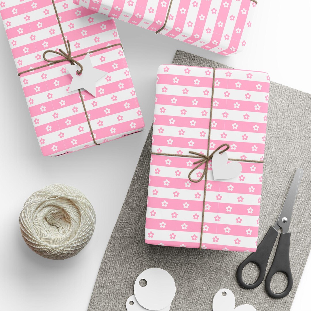 Floral Wrapping Paper, Y2K Floral Gift Wrap, Cute Gift Wrap, Pink ...
