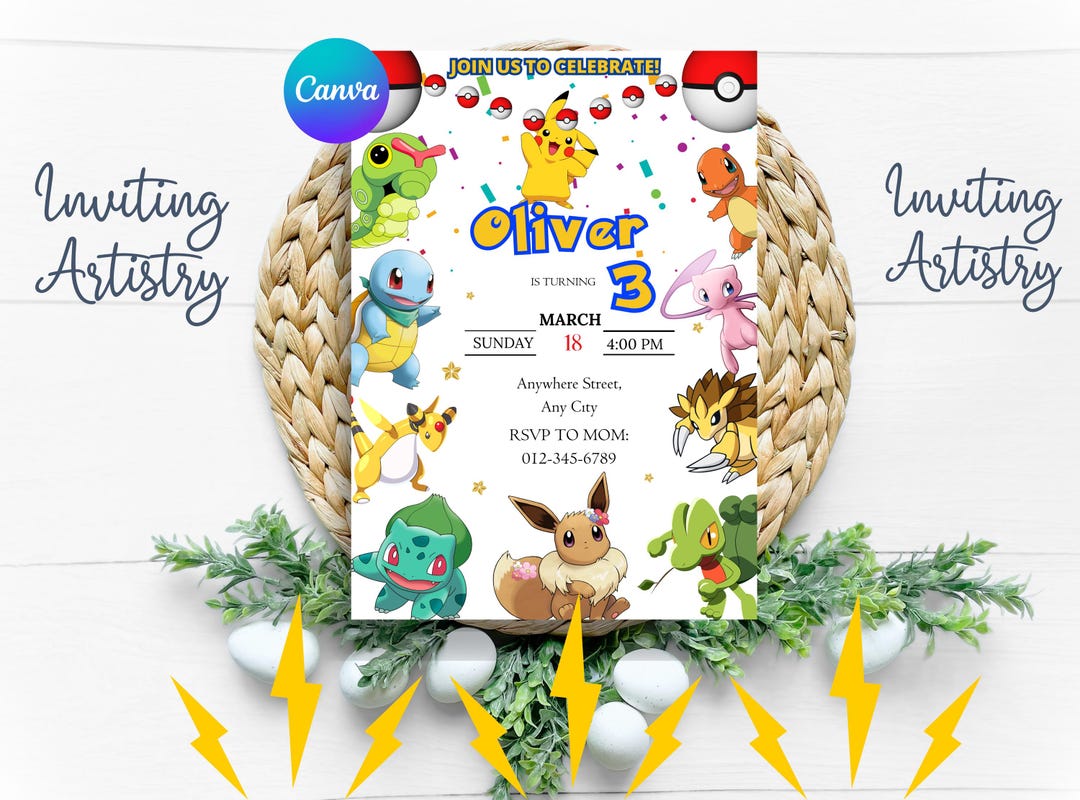 Editable Pokemon Invitation | Pokemon Birthday Party Invite | Digital ...