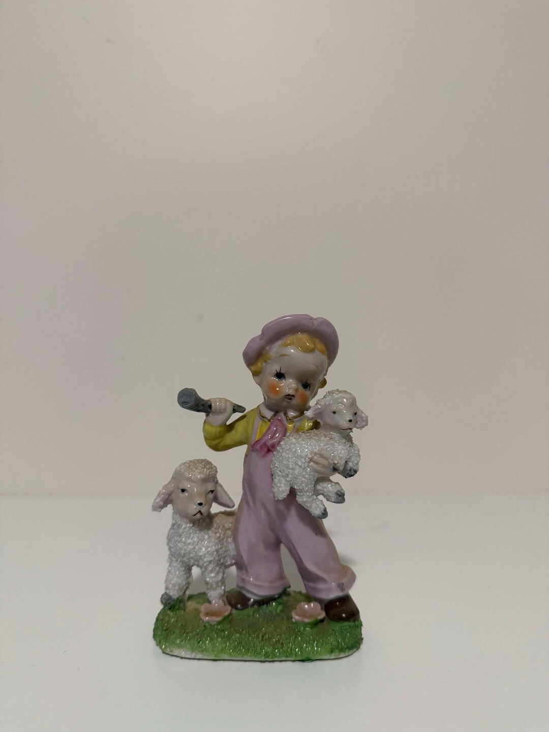 Vintage Kitsch Little Boy Shepherd With Sugar Lambs Figurine, Sugar ...